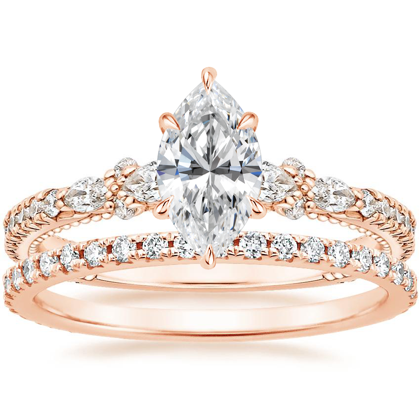 14K Rose Gold Primrose Diamond Ring with Sonora Eternity Diamond Ring 3 8 ct. tw